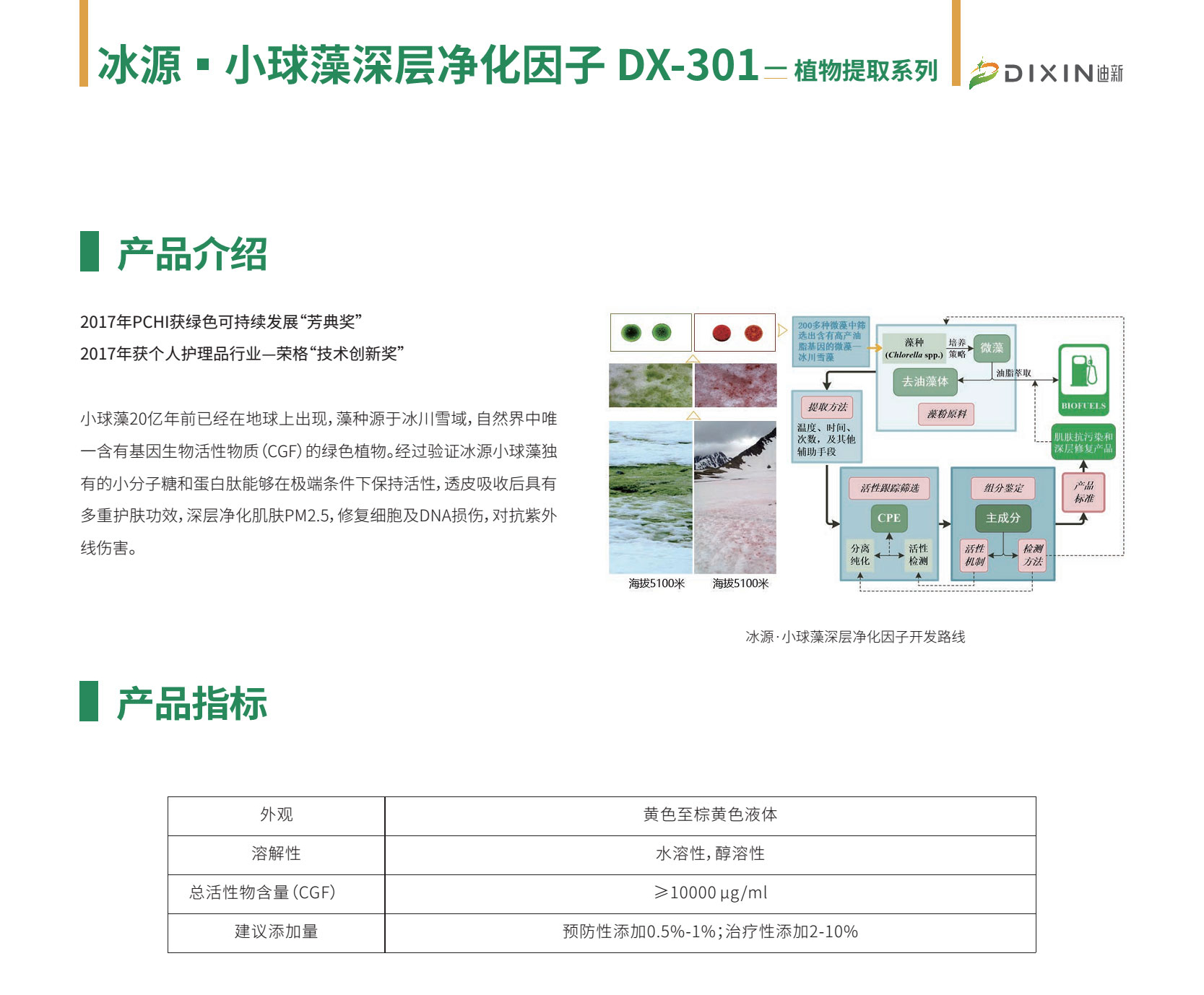 冰源·小球藻深层净化因子DX-301-广东迪美新材料科技有限公司官网